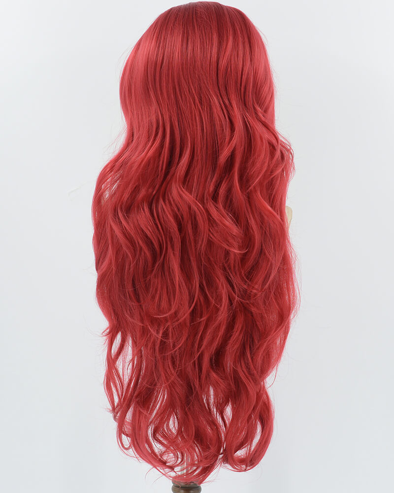 Weekendwigs Red Natural Straight Synthetic Lace Front Wigs