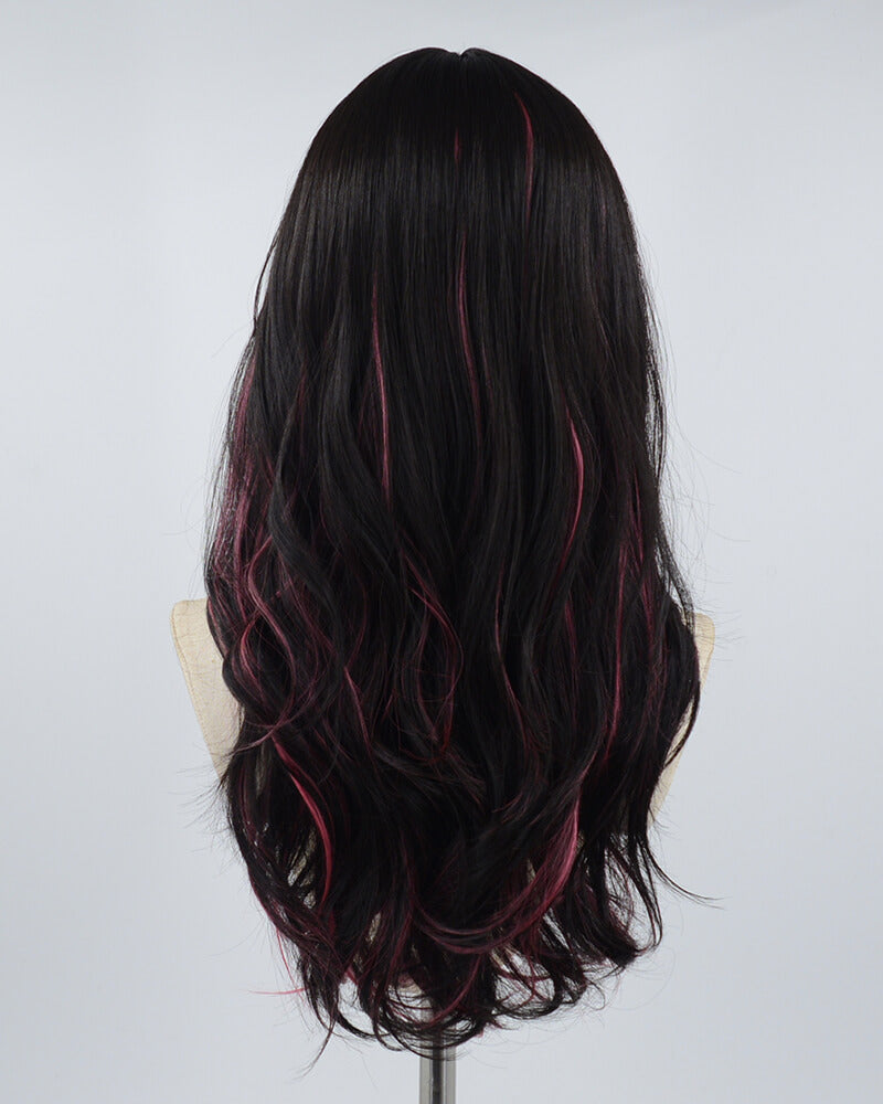 Red Black Wavy Synthetic Wig HW238 – Weekendwigs