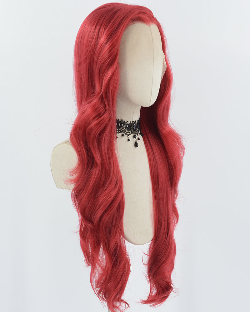 Weekendwigs Red Natural Straight Synthetic Lace Front Wigs
