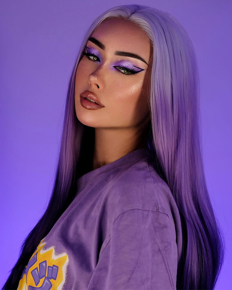 Long Straight Purple Synthetic Lace Front Wig WW517 – Weekendwigs