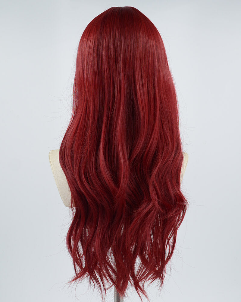 Long Wavy Wine Red Synthetic Wig HW293 – Weekendwigs