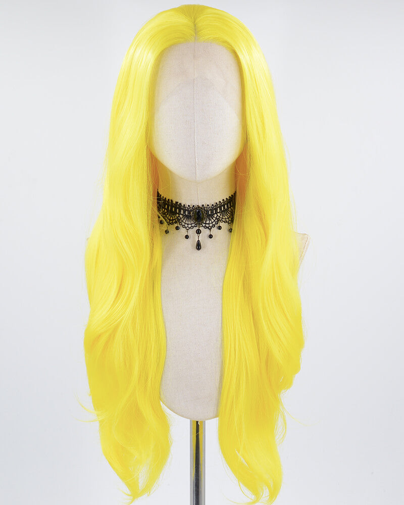 Weekendwigs New Long Straight Hairstyle Yellow Hair Color Synthetic ...