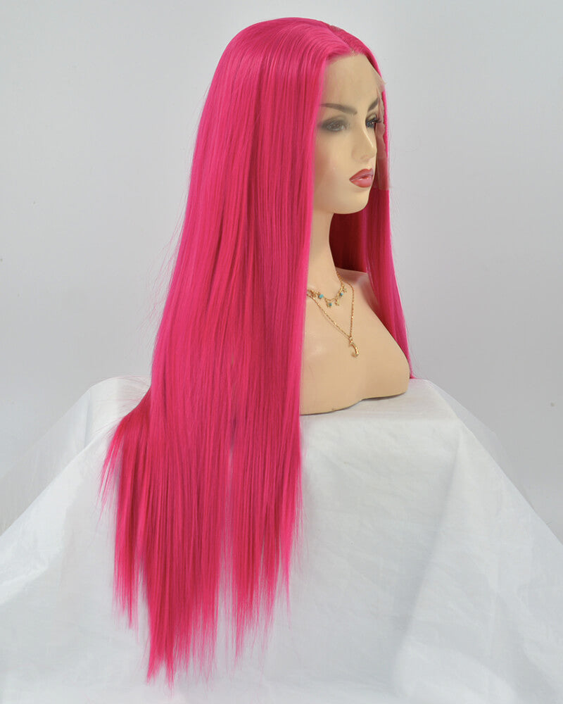 Hot Pink Synthetic Lace Front Wig WT088 – Weekendwigs