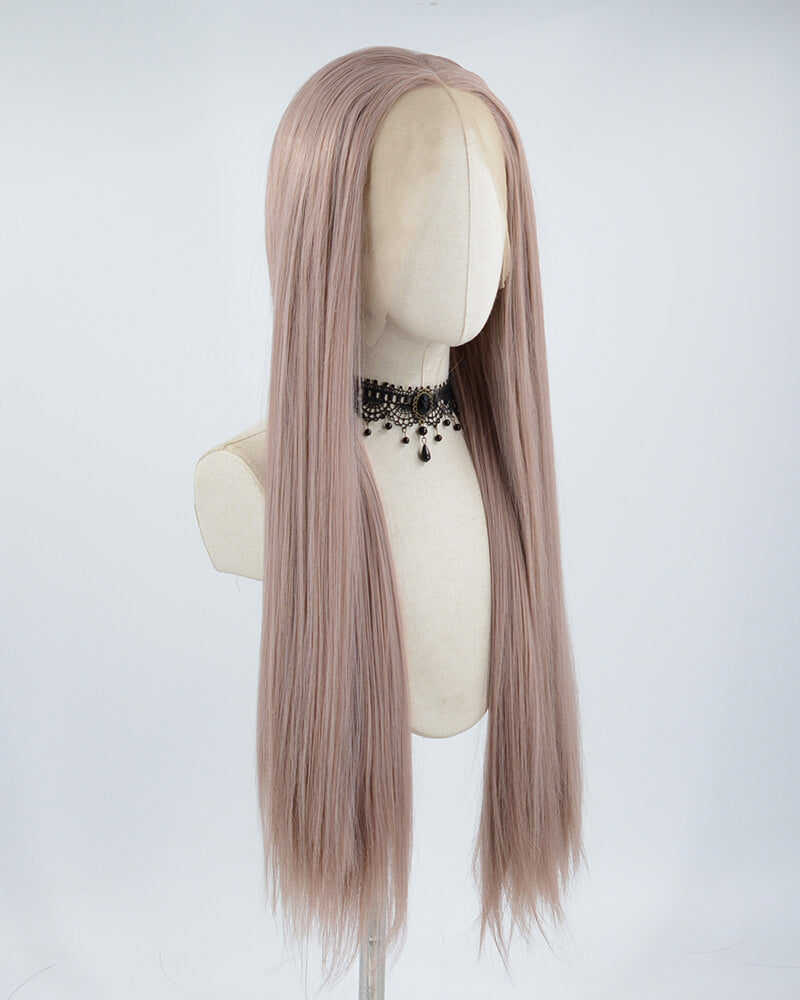 Dusty Pink Long Straight Synthetic Lace Front Wig Ww474 Weekendwigs