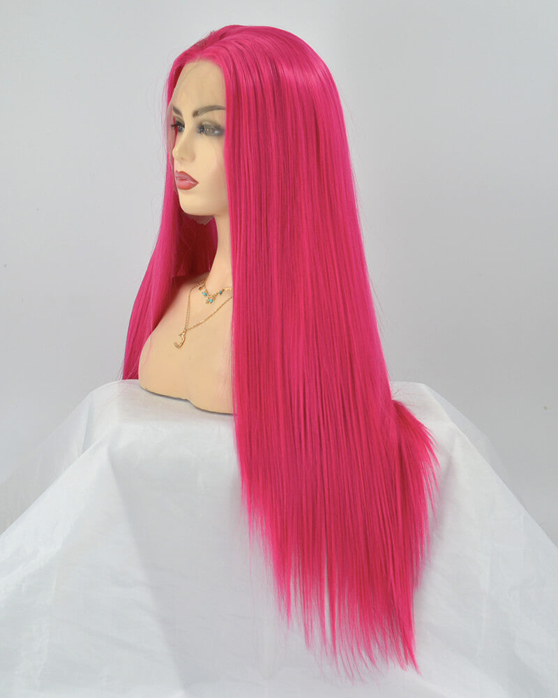 Hot Pink Synthetic Lace Front Wig WT088 – Weekendwigs